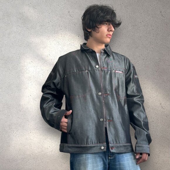RP55 | Jackets & Coats | Mens Rp55 Raw Blue Shiny Casual Denim Jacket ...